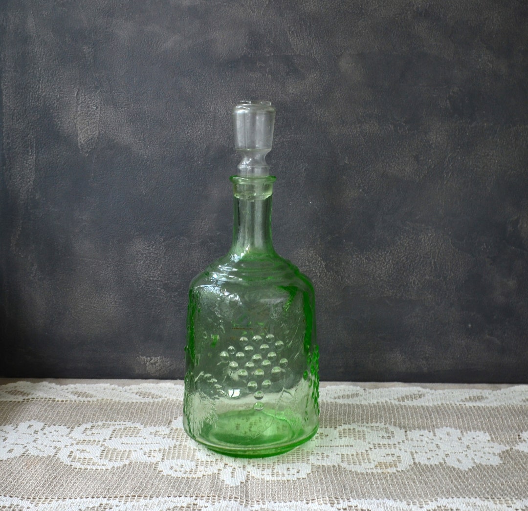 Large Green Glass Liquor Gin Decanter Wine Whiskey Scotch Bourbon ...