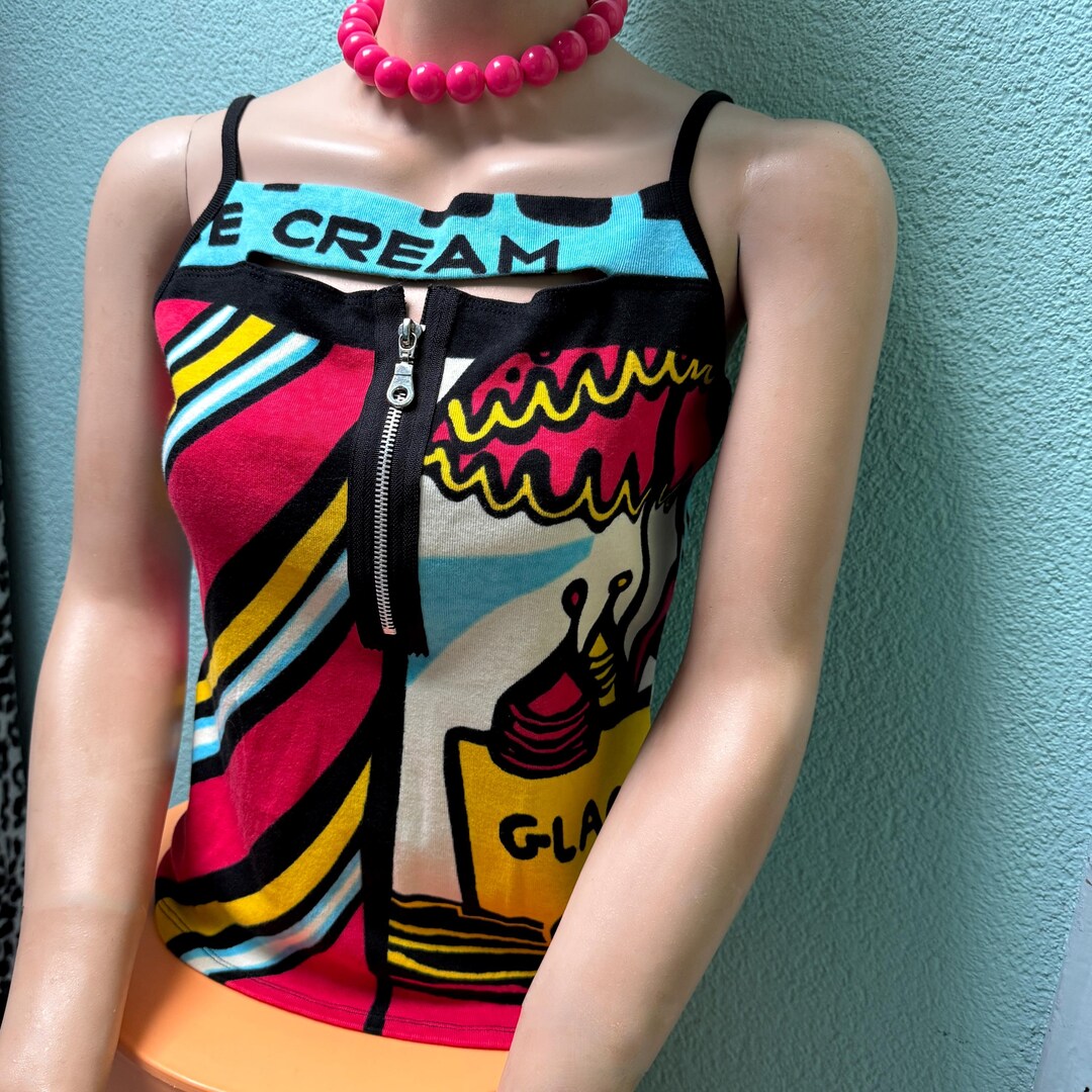 Vintage Y2K Graphic Top Noun Paris - Pop Art Comic Print Camisole - Etsy