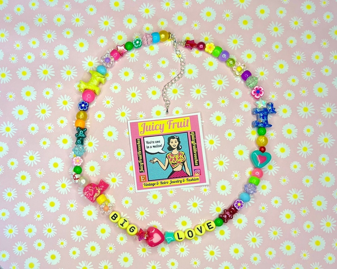 Y2K Mismatch Bead Necklace Kidcore 90s Outfit - Etsy