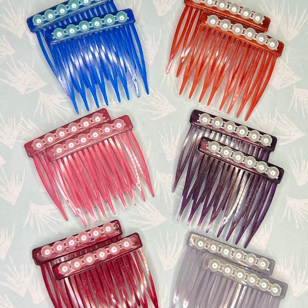 1980s Hair Side Combs, Plastic NOS Hair Clip, Vintage Hair Accessory ...