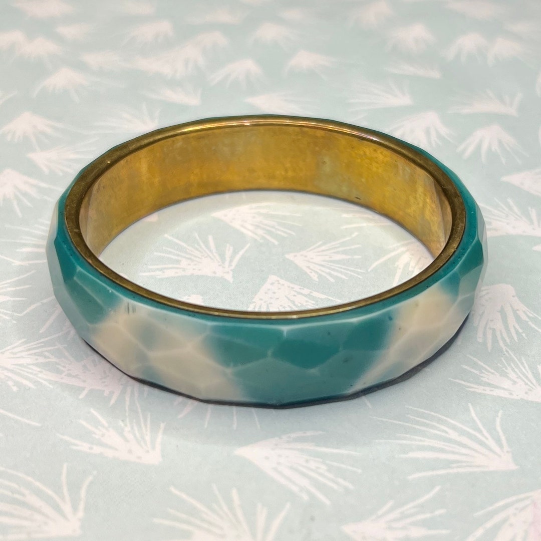 Vintage Facet Bangle, Blue Boho Bangle, Facet Bangle, Turquoise Bangle ...