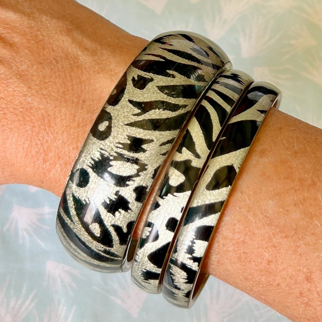 Vintage Leopard Print Bangle Bracelet Set – Bold Animal Print Jewelry ...