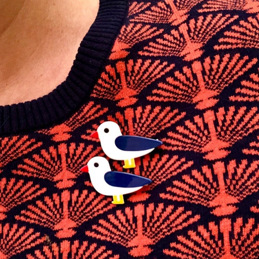 Seagull Bird Brooch - Set 0f 2 - Jewelry Pin Badge Seagulls Gift for ...