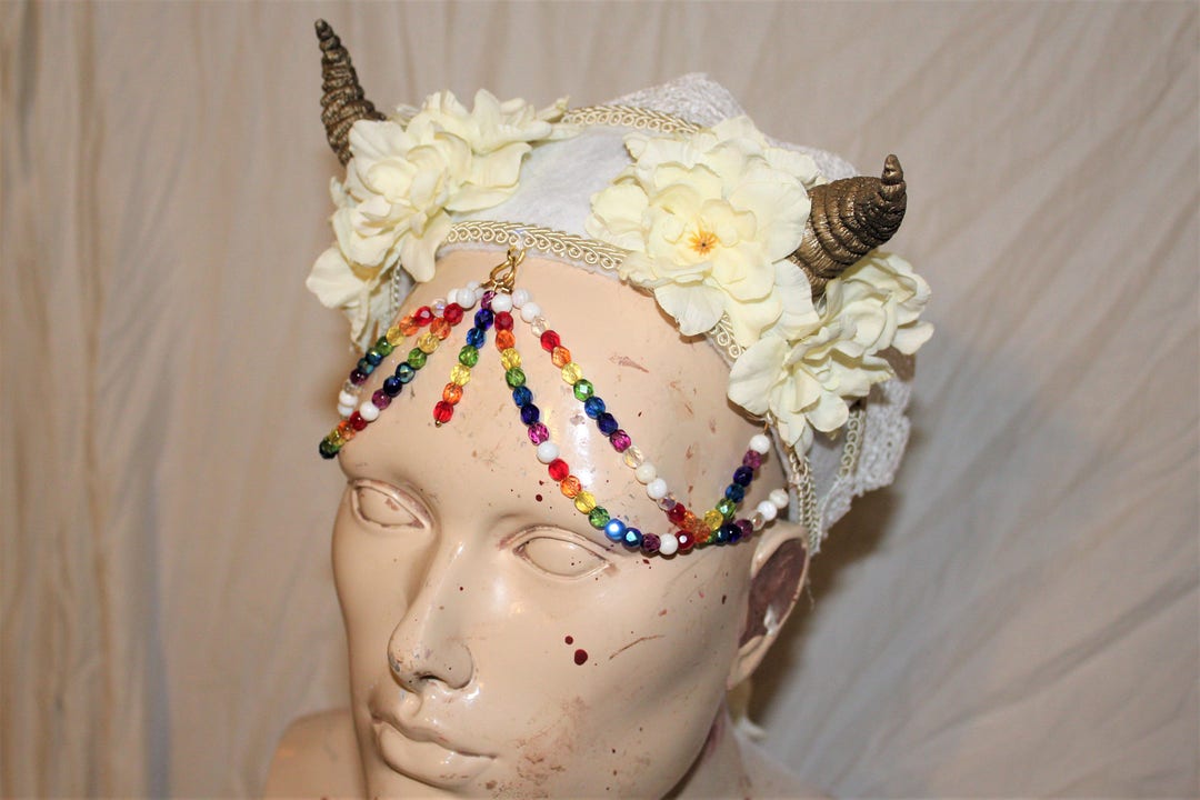 Rainbow Satyr Head Piece - Etsy