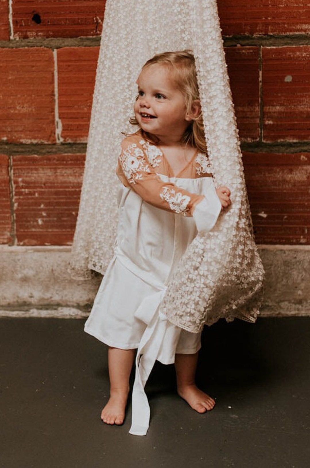 Flower Girl Robe / Embroidered Children’s Robe / White Junior Robe ...