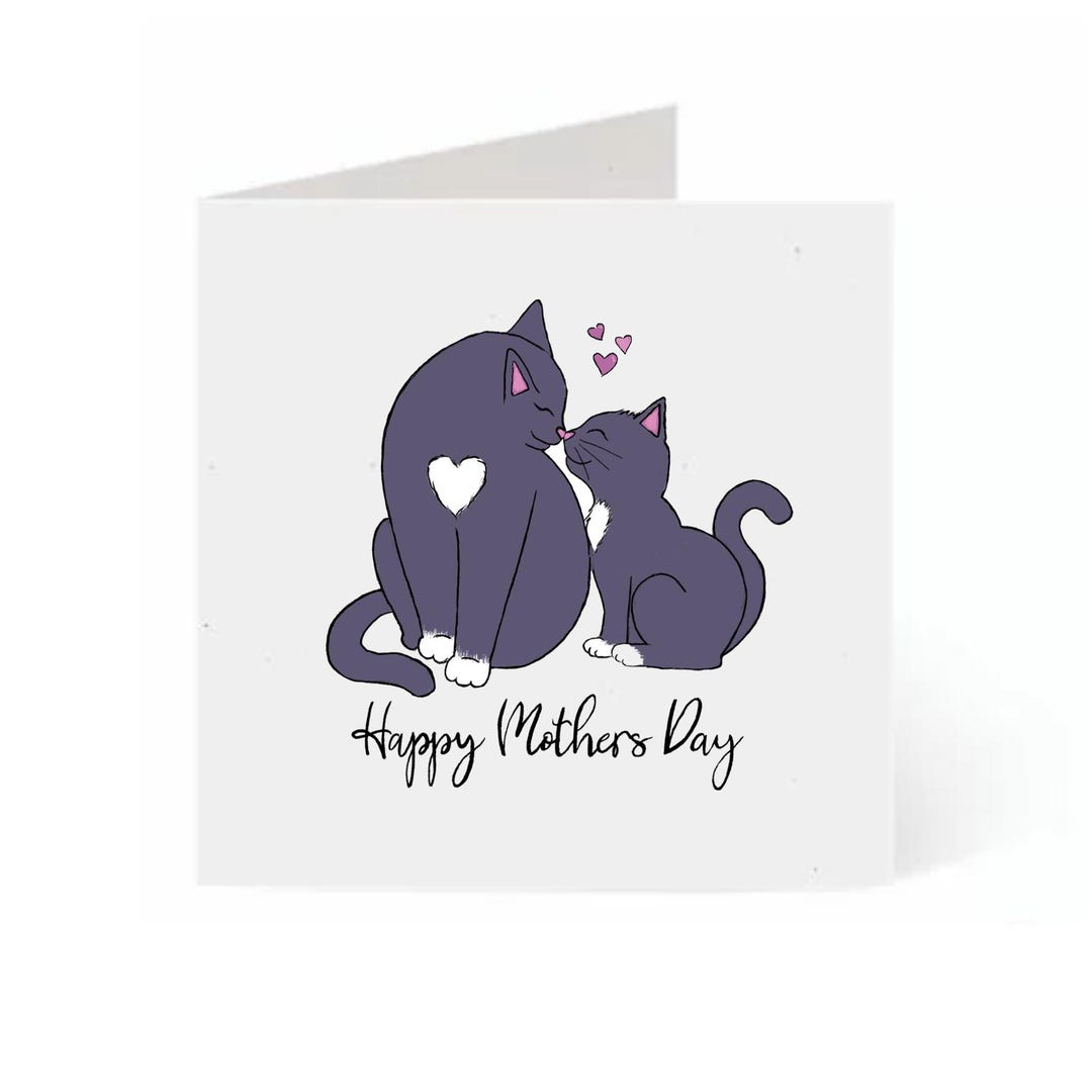 Cute Cat and Kitten Mother's Day Card - for Her - Mother's Day Cat Card ...