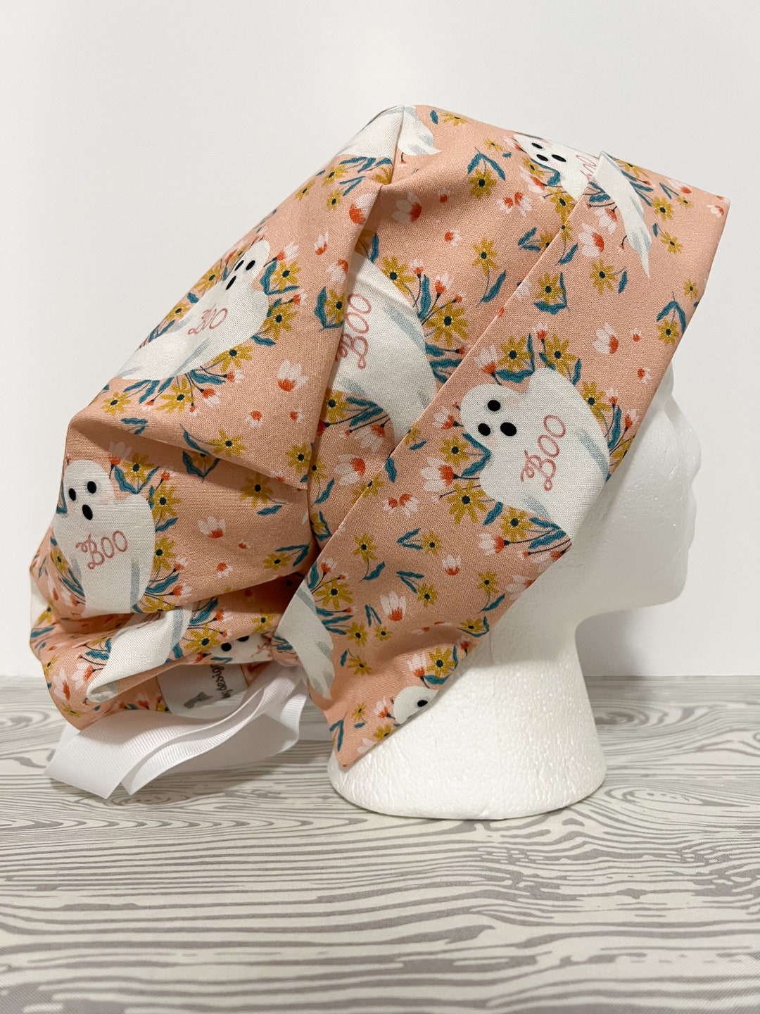 Pretty Little Boo Print Ribbon Tie-back Surgical Hat - Etsy