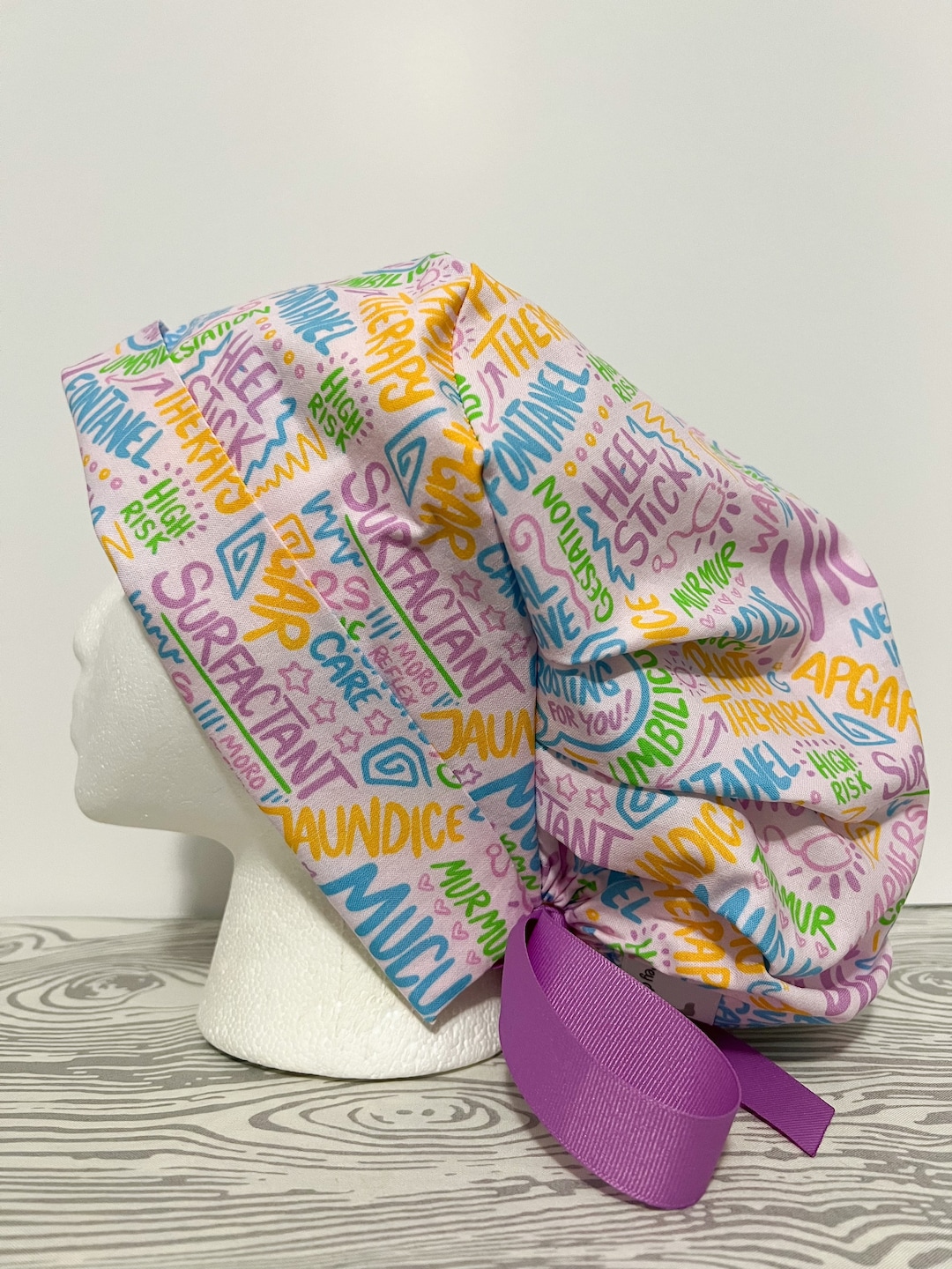 NICU Love Print Ribbon Tie-back Surgical Hat - Etsy