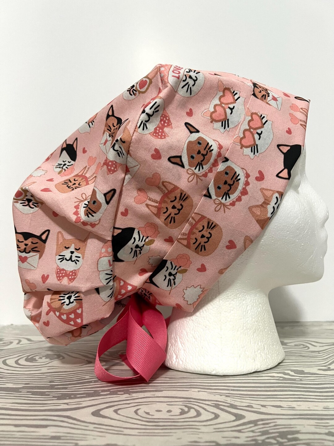 Valentine’s Kitties Print Ribbon Tie-back Surgical Hat - Etsy