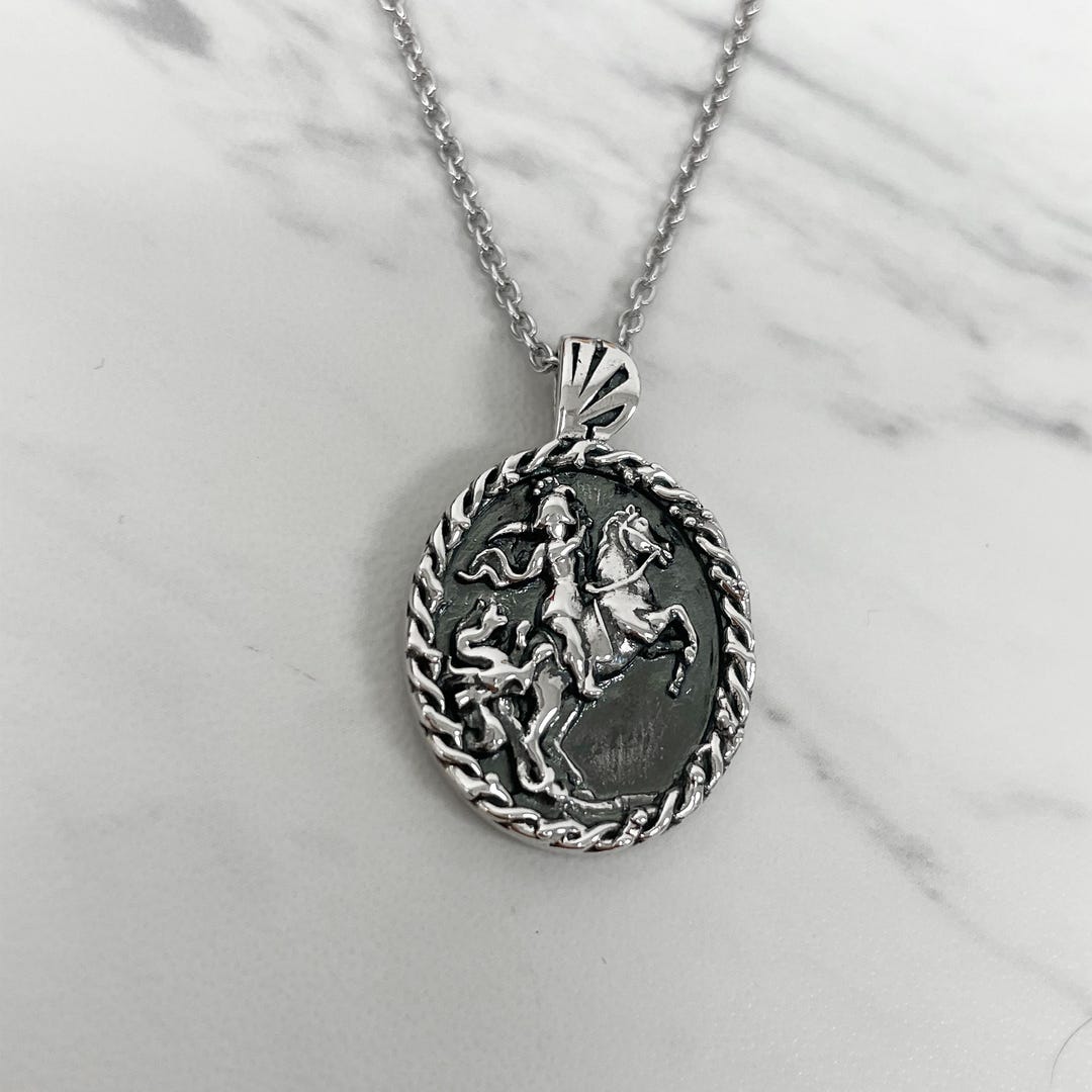 Saint George Necklace - Antique Finish Sterling Silver With Thorn Frame ...