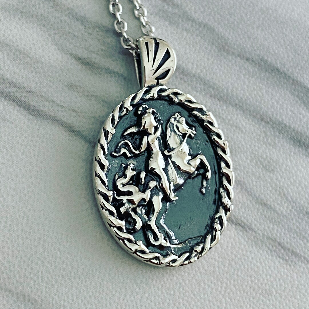 Saint George Necklace Antique Finish Sterling Silver With Thorn Frame ...