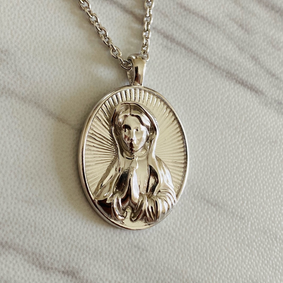 Mother Mary Necklace Sterling Silver, Mother Mary Necklace, Mother Mary ...