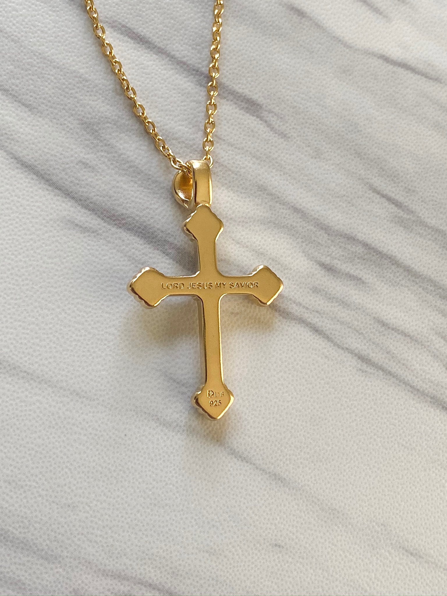 Slim Gothic Cross Necklace 18K Gold Vermeil Gothic Cross - Etsy
