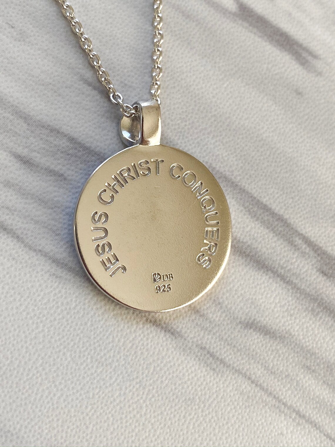 Jesus Christ Conquers Necklace Sterling Silver Jesus Christ - Etsy