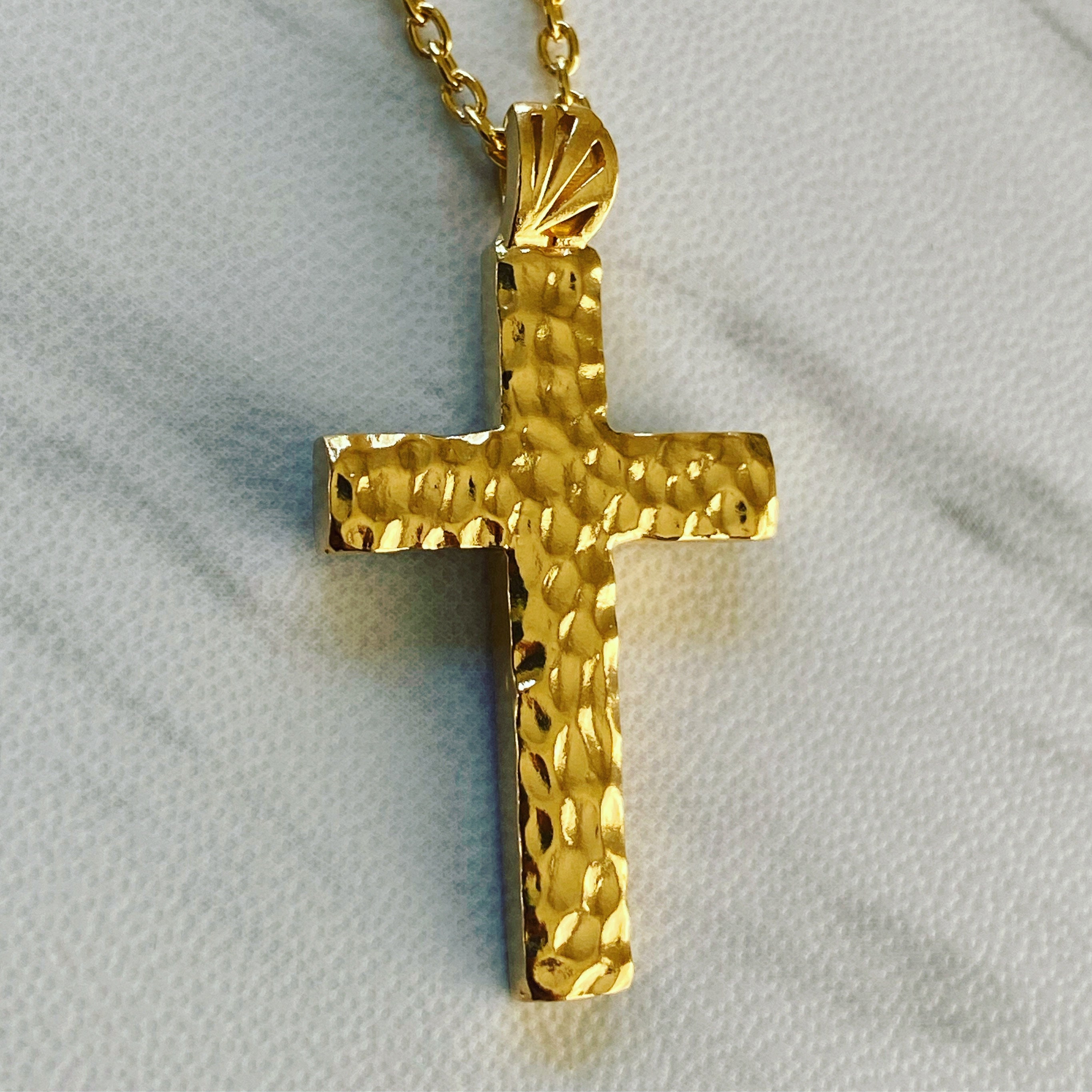 Hammered Cross Necklace 18K Gold Vermeil Hammered Cross - Etsy