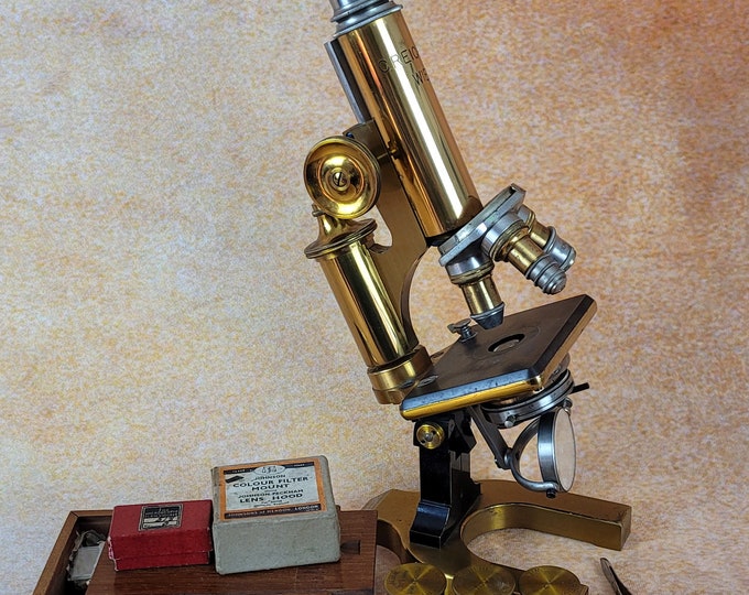 Antique Microscope by Carl Reichert, Professional Standard Japanned ...