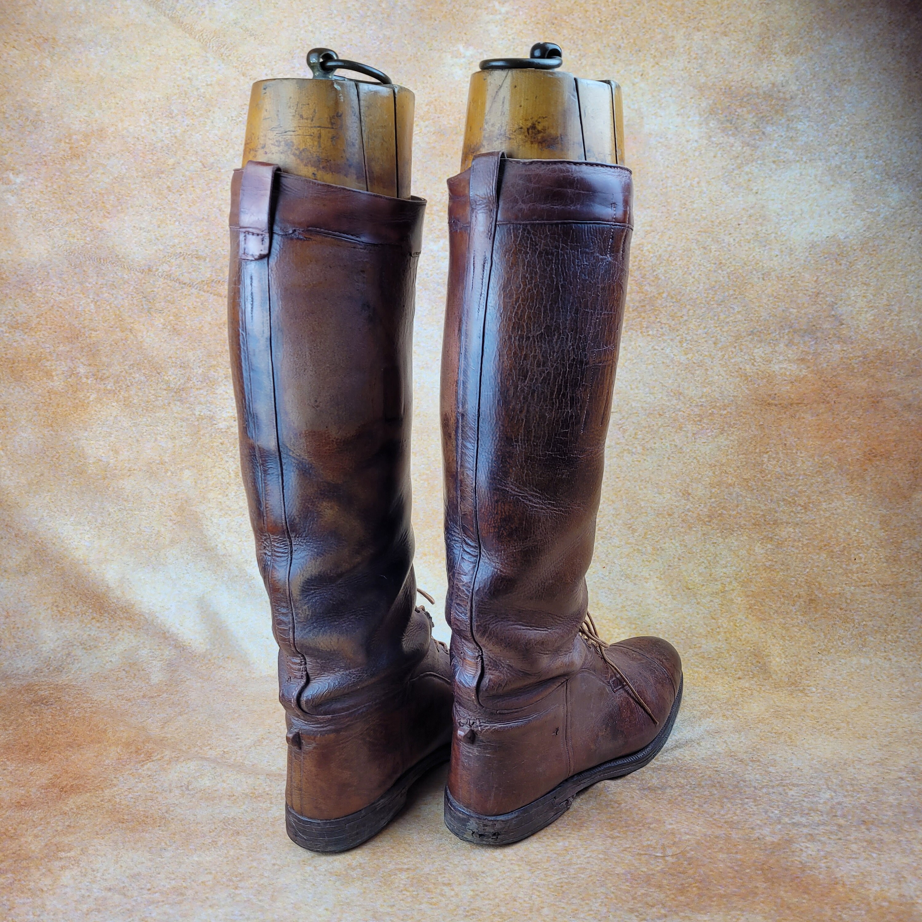 WW1 British Army Officer Leather Riding Boots With Beech Shoe Trees, UK ...