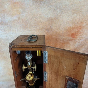 Antique Microscope by Carl Reichert, Professional Standard Japanned ...
