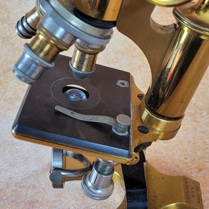 Antique Microscope by Carl Reichert, Professional Standard Japanned ...