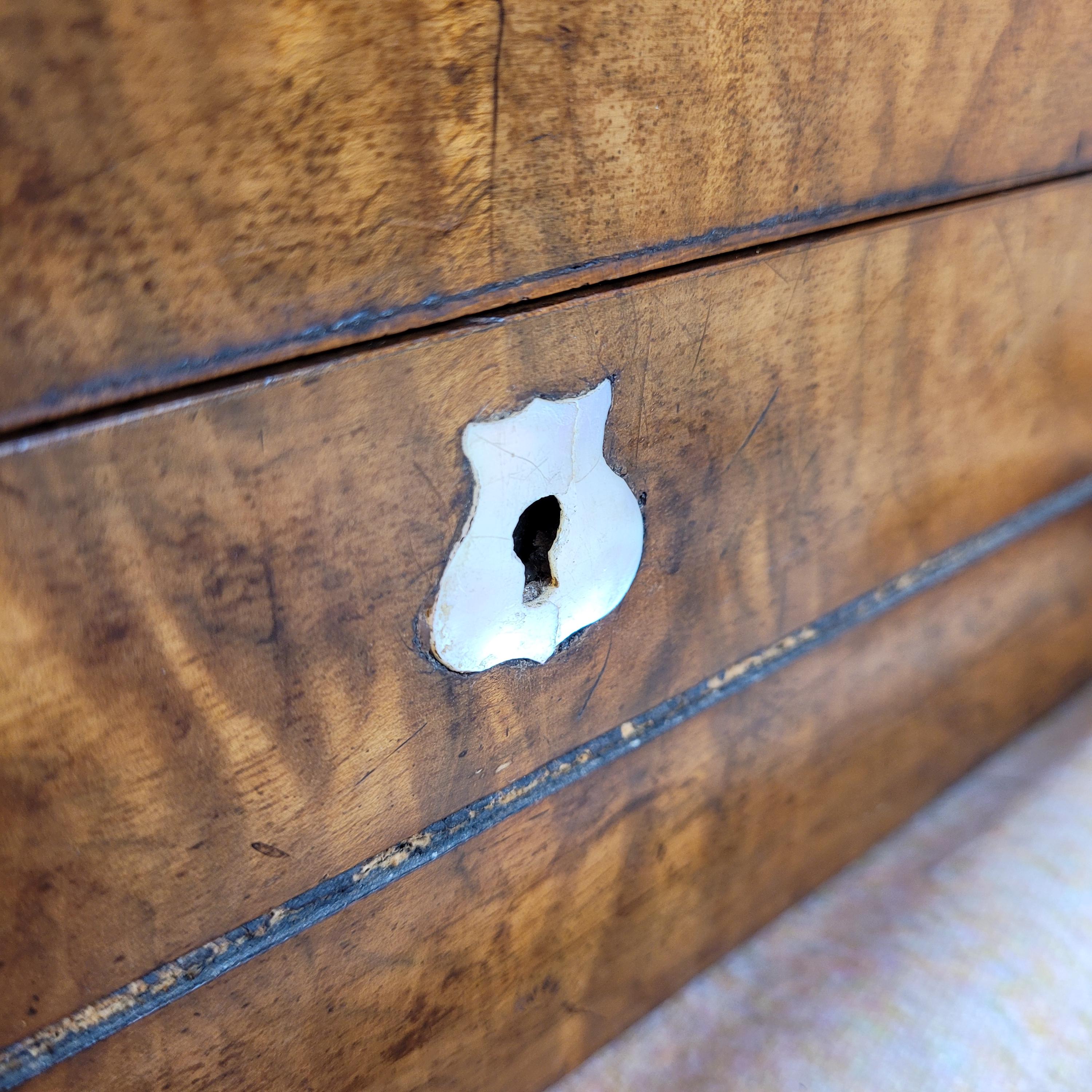 Antique Burr Walnut Ladies Writing Slope With Dark Blue Satin Interior ...