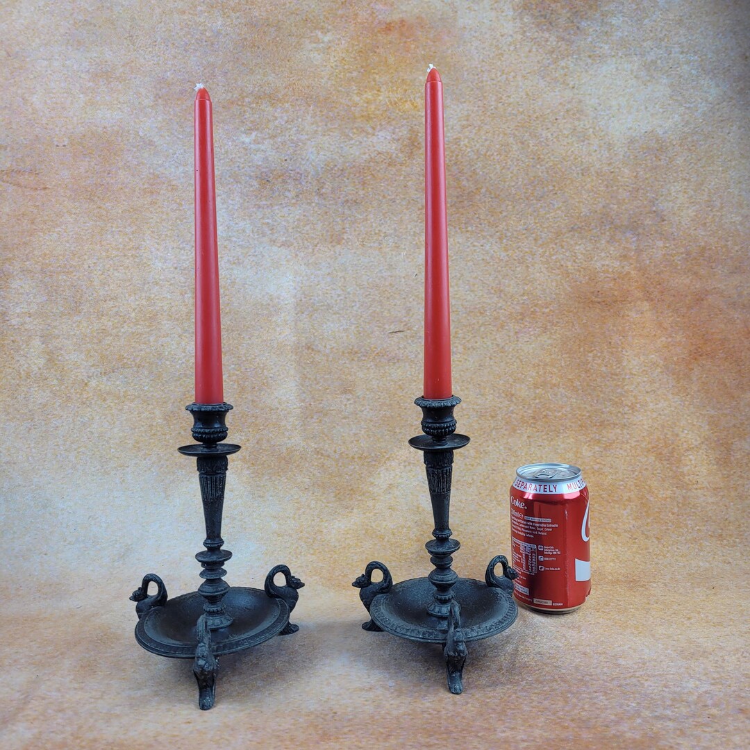 Antique Pair of Ornate Spelter Roman or Greek Style Candlesticks, Circa ...