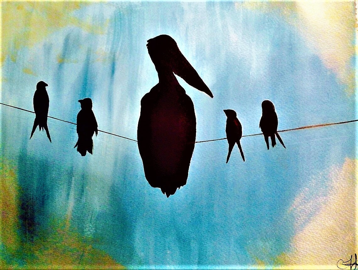 Bird on a Wire Art Print Bird Art Bird Wall Decor Shadow | Etsy
