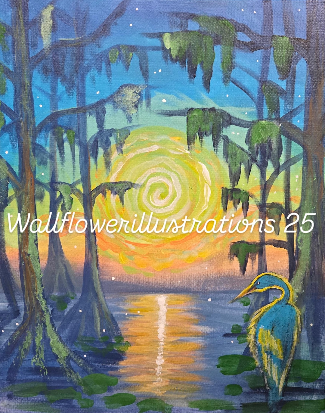 Swamp Song – Louisiana Bayou Art Print, Stained Glass Inspired Swamp ...