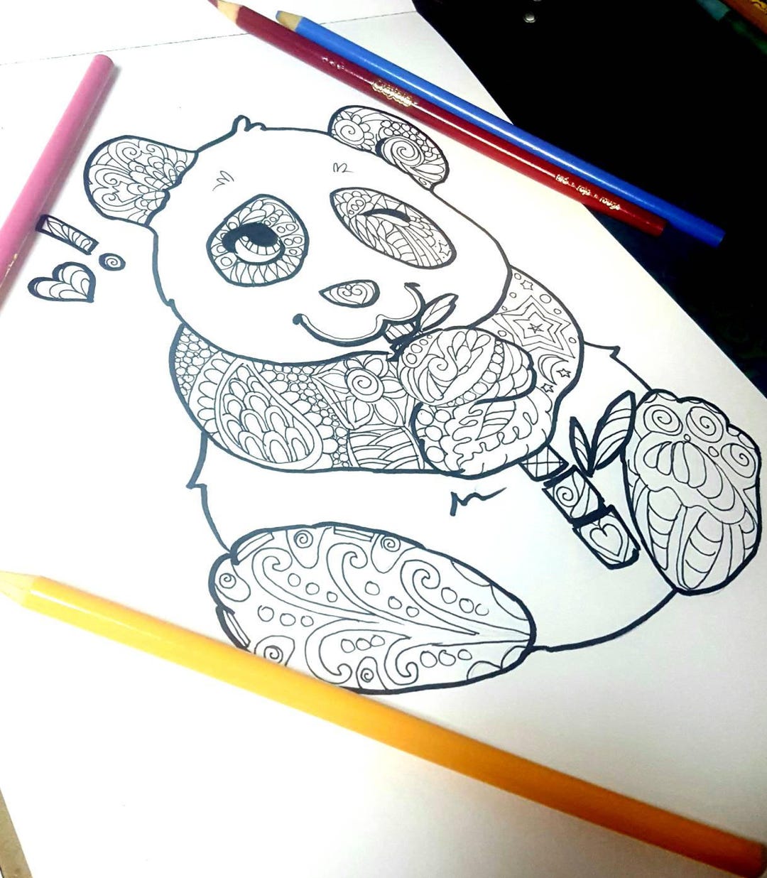 Zentangle Panda Coloring Page - Zentangle Panda - Panda Bear - Adult ...
