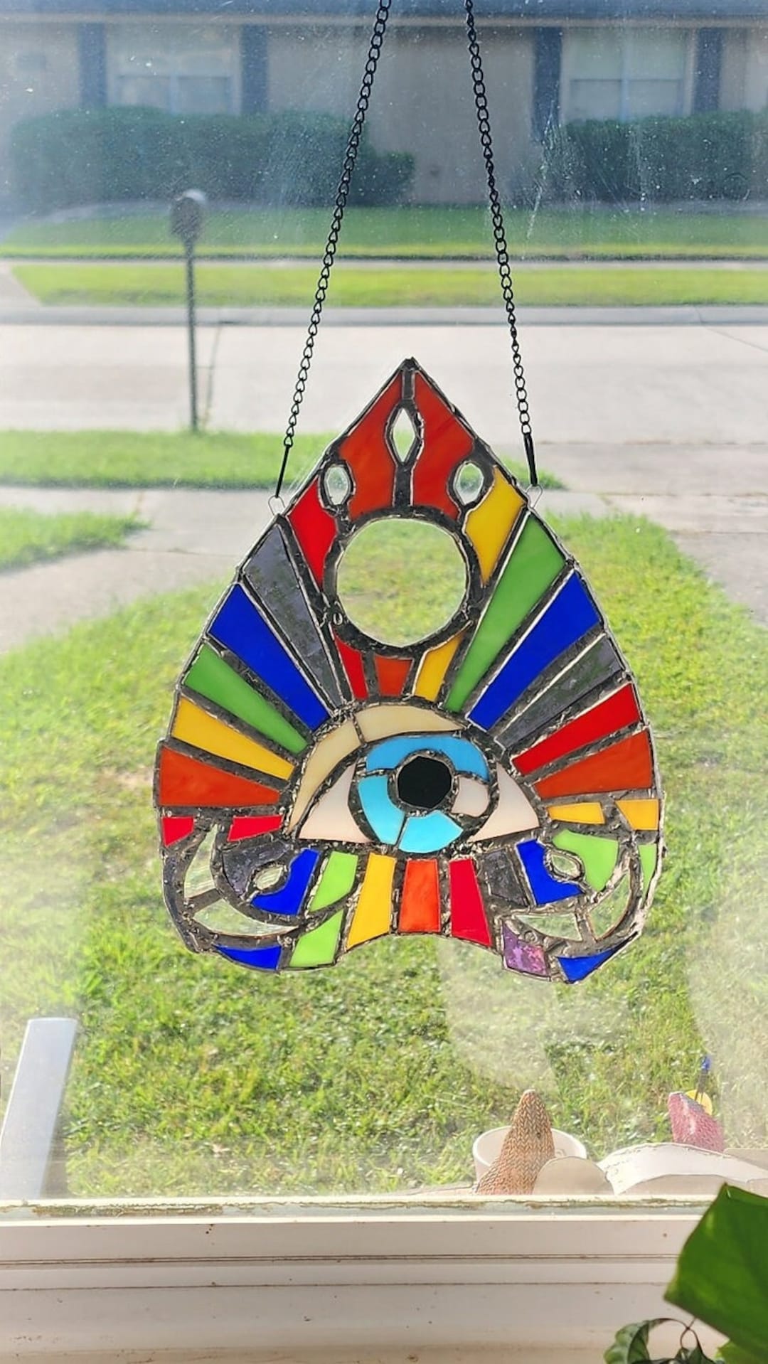 Planchette Stained Glass Suncatcher – Rainbow Glass Eye Art, Gothic ...