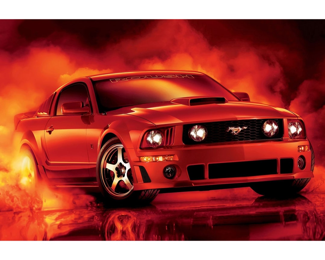 Ford Mustang Burning Rubber - Classic Muscle Car Artwork Image ...