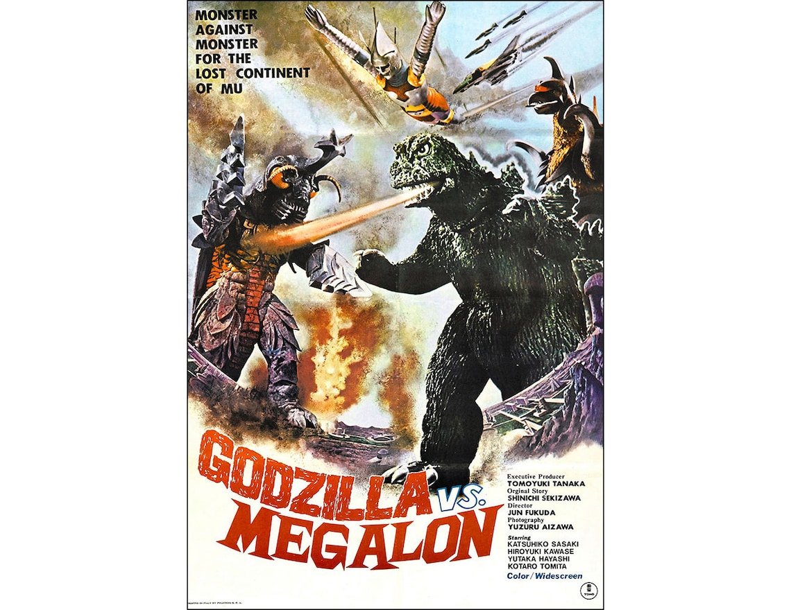Godzilla Vs. Megalon Movie Poster Print - 1973 - Sci-fi - One Sheet ...
