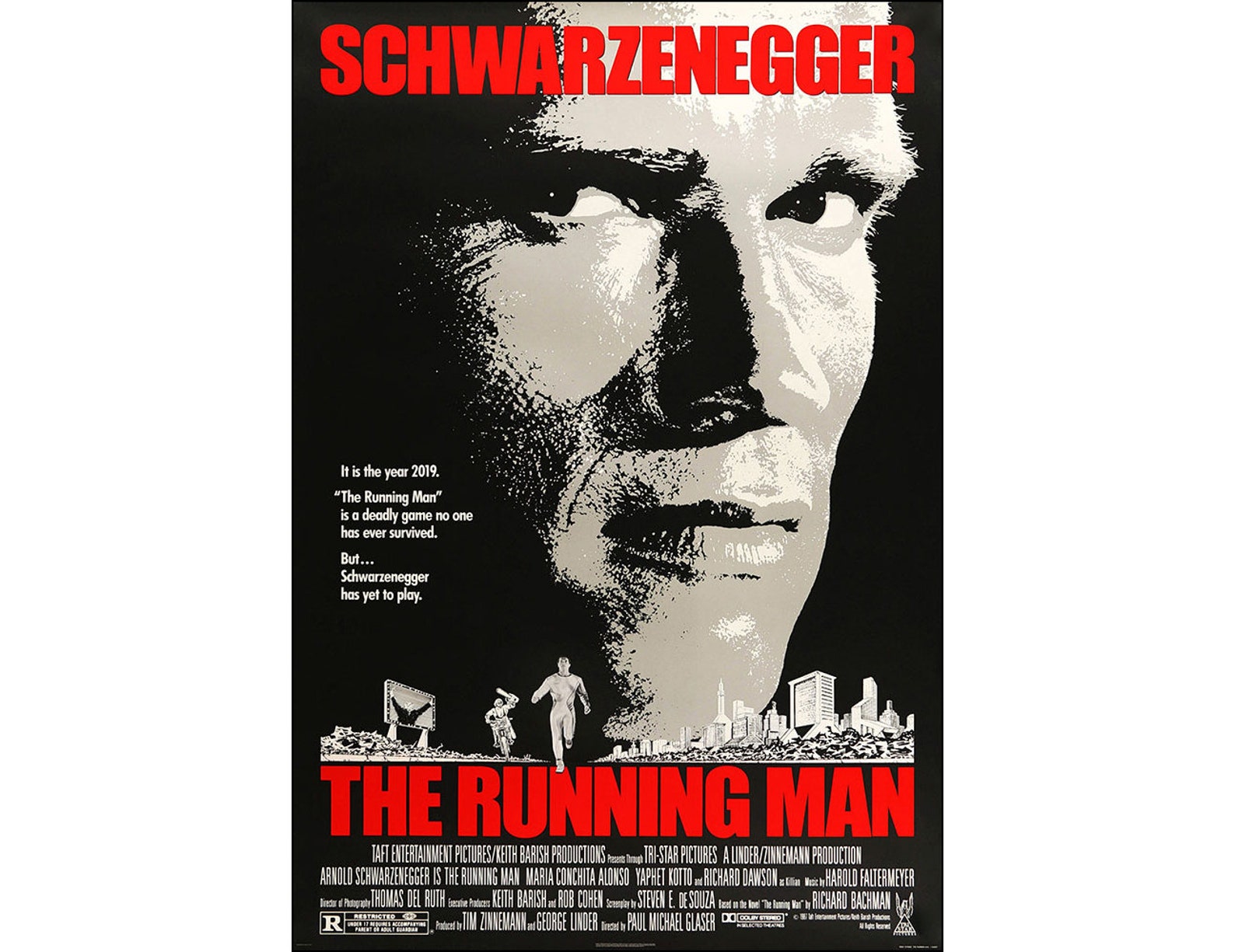 The Running Man Movie Poster - 1987 - Action Adventure - - Action - One ...