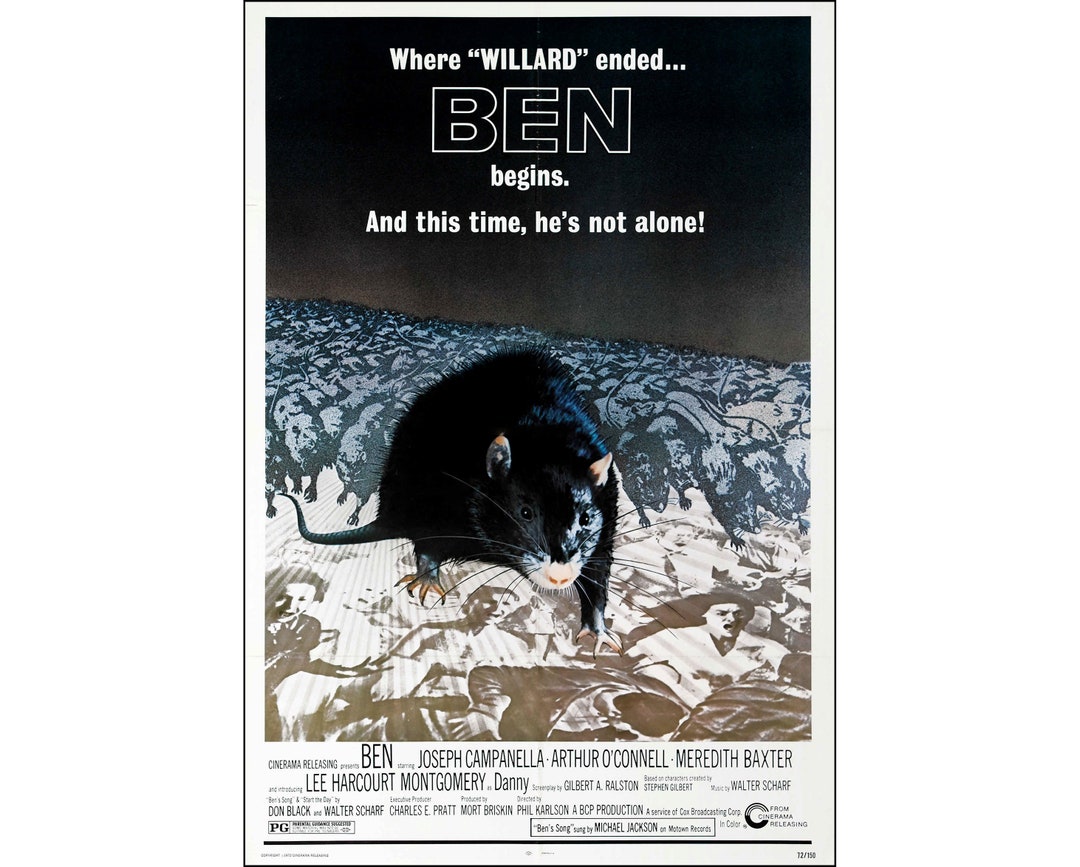 Ben Movie Poster 1972 Horror One Sheet Artwork Digital Download - Etsy ...