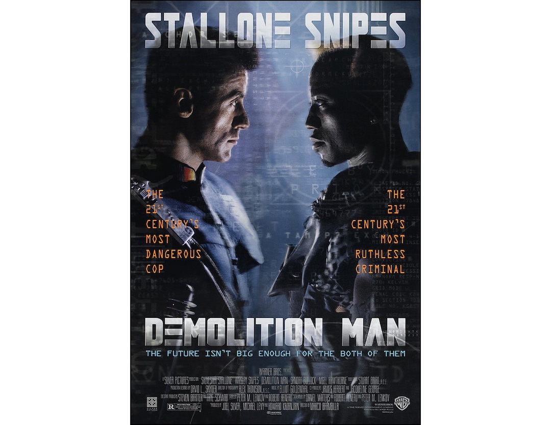 Demolition Man Movie Poster - 1993 - Action - One Sheet Artwork - Etsy