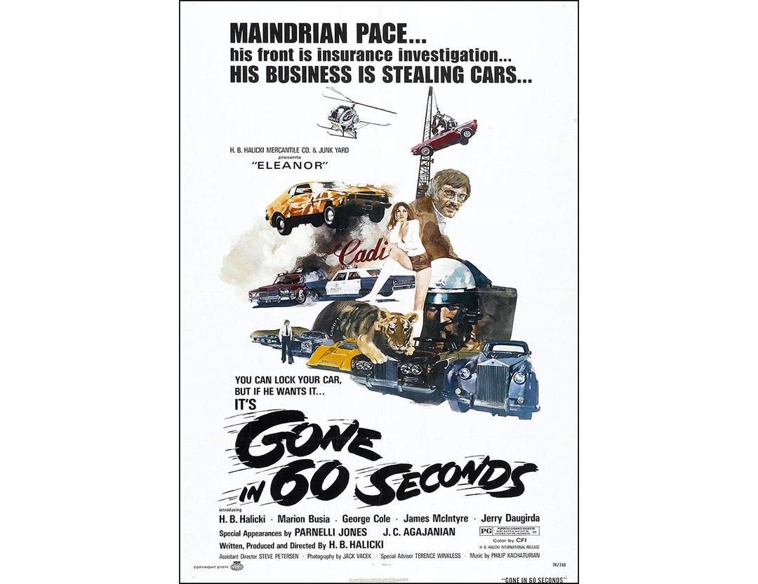 Gone in 60 Seconds Movie Poster - 1974 - Action - One Sheet Artwork - Etsy