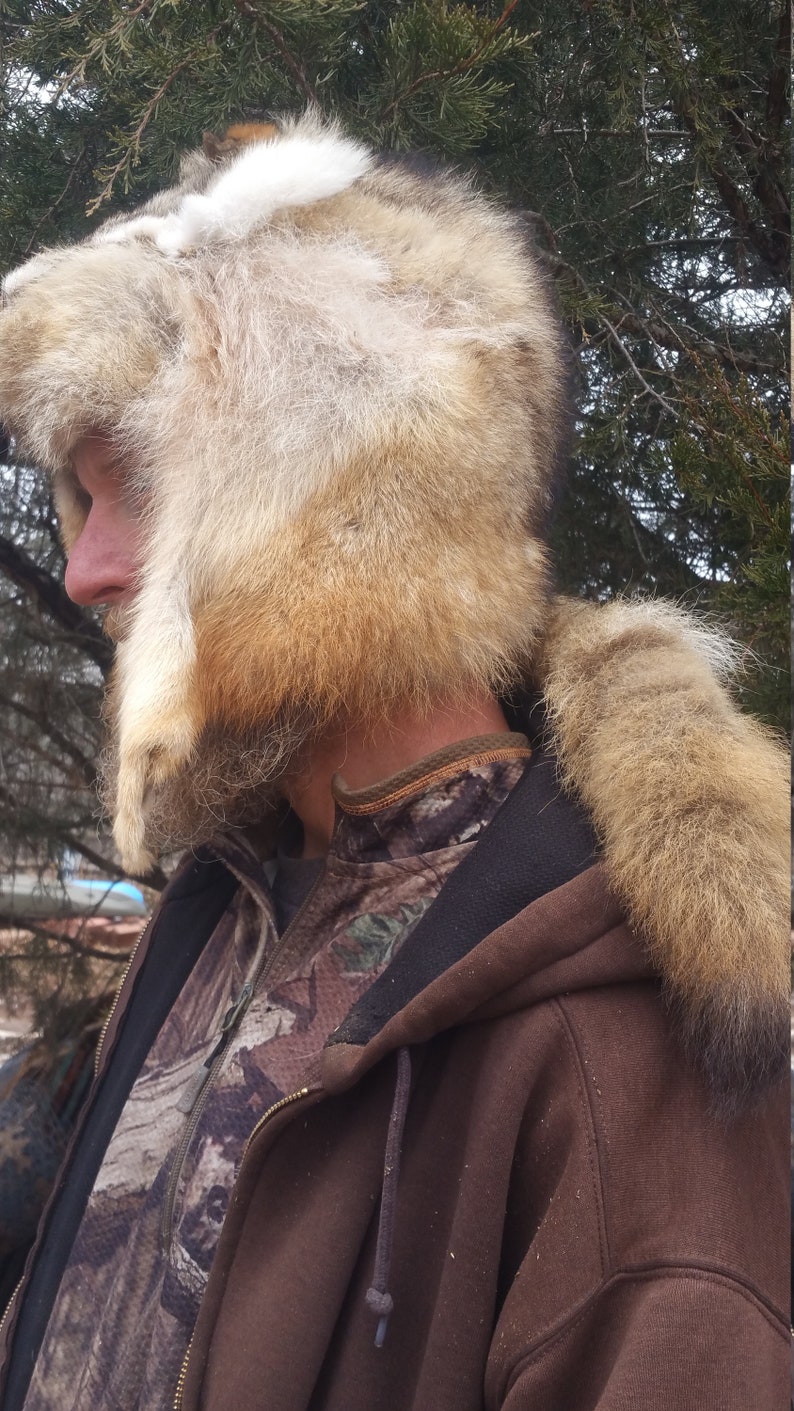 Custom Coyote Fur Trapper Cap - Etsy