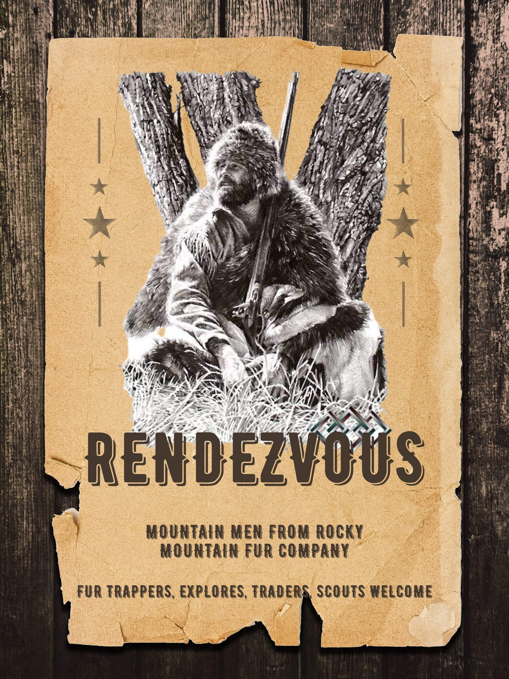 Rendezvous Poster Digital Print Masculine Mountain Man Ole Timey Man ...