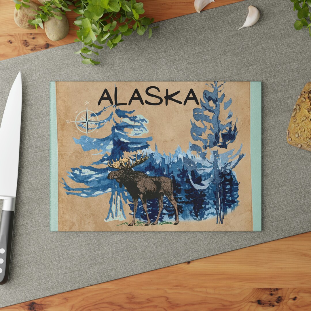 Alaska Glass Cutting Board Alaska Gift for Cook Alaska Kitchen Decor ...