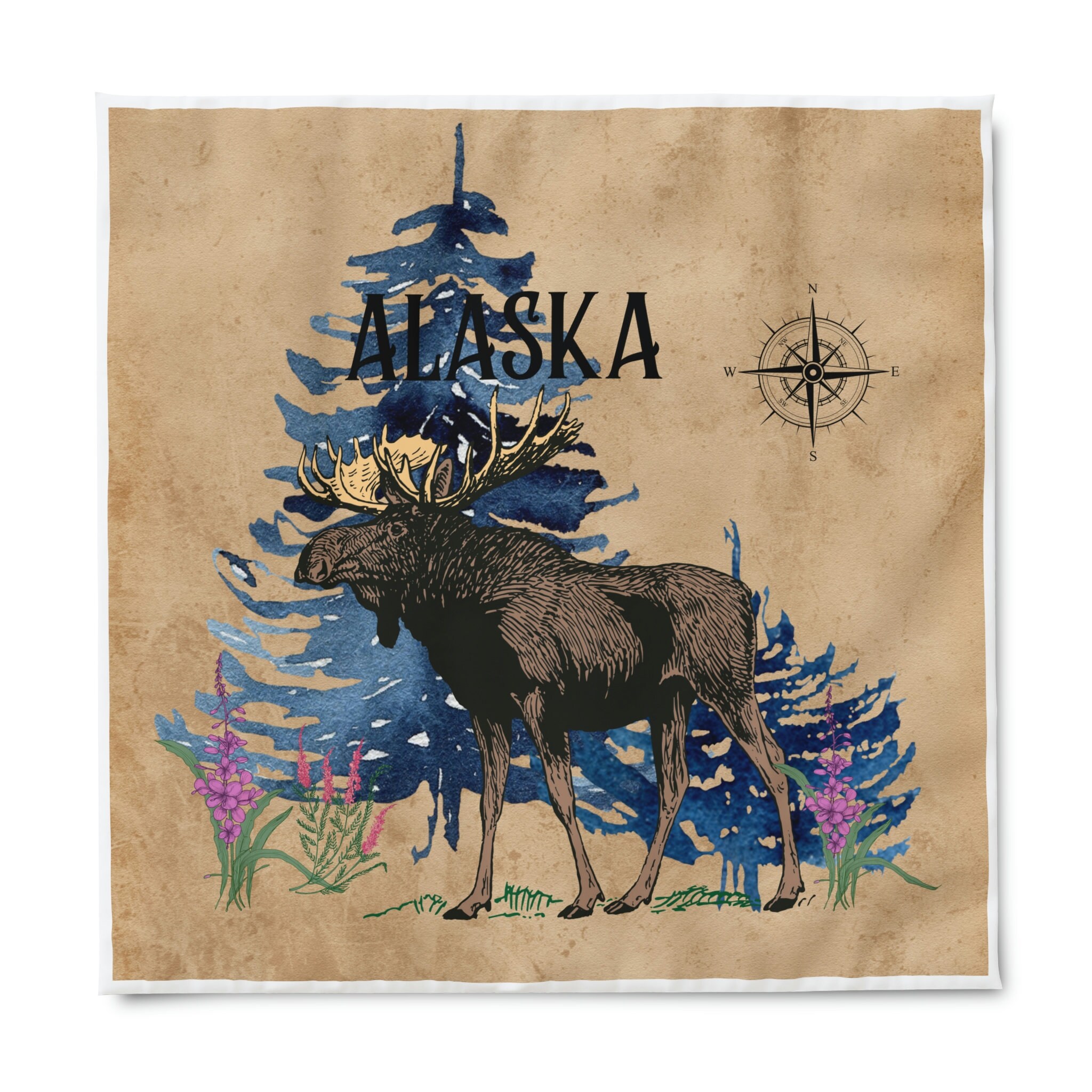 National Park Duvet Cover Alaska North Compass Wilderness Moose Duvet ...