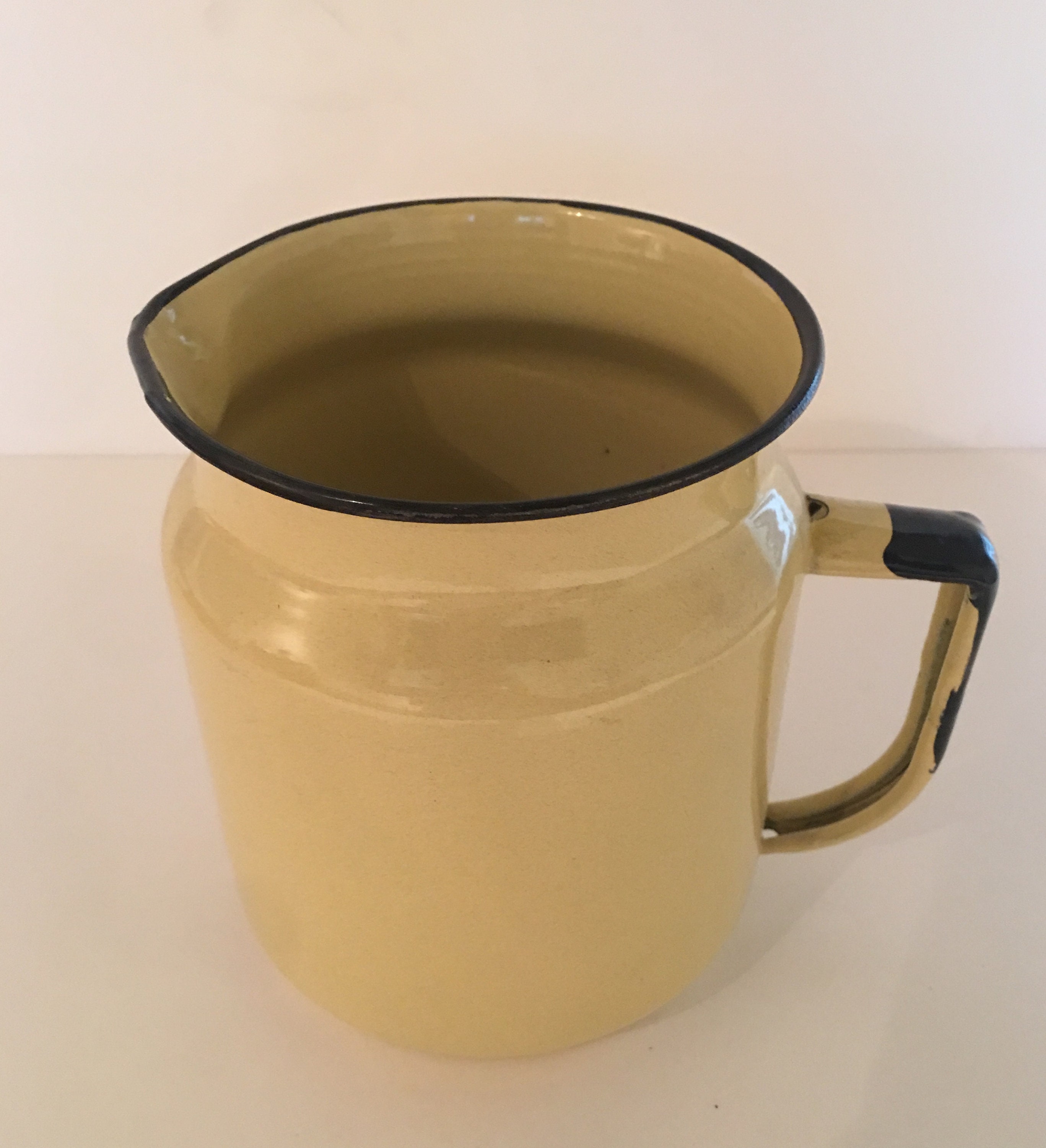 Enamelware Pitcher-Vintage yellow and black | Etsy
