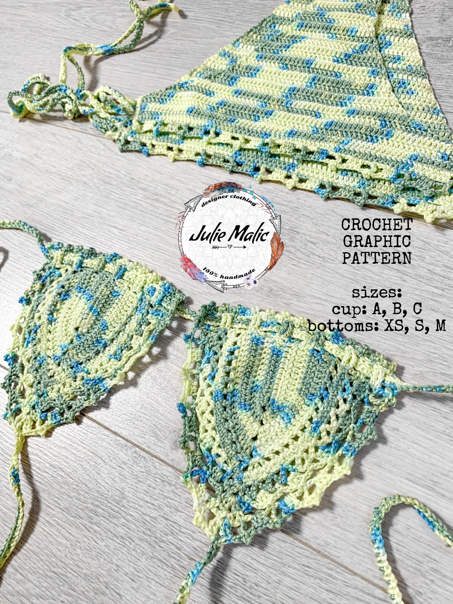 Crochet Bikini Set PDF Pattern and Tutorial Triangle Top Pattern Knit ...