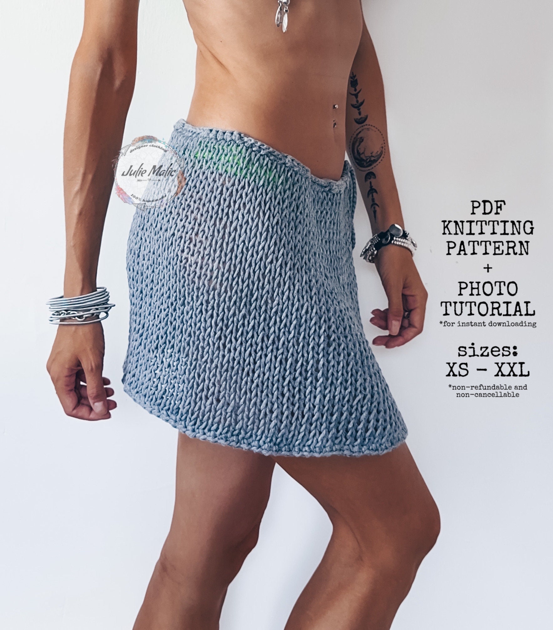 Beach Wrap Skirt PDF KNITTING PATTERN Mesh Mini Skirt Easy Knit Pattern ...