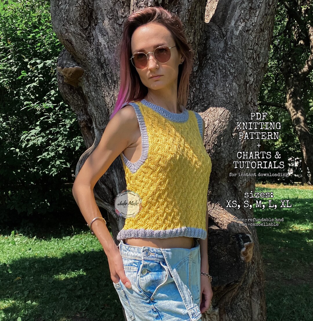 Women’s Cable Sweater Vest PDF KNITTING PATTERN Summer Sleeveless Knit Pullover Pattern Casual ...