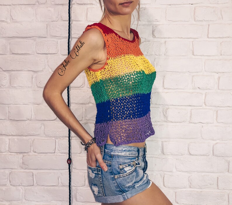 LGBT Unisex Rainbow Crop Top PDF Easy Knitting Pattern Gay Pride ...