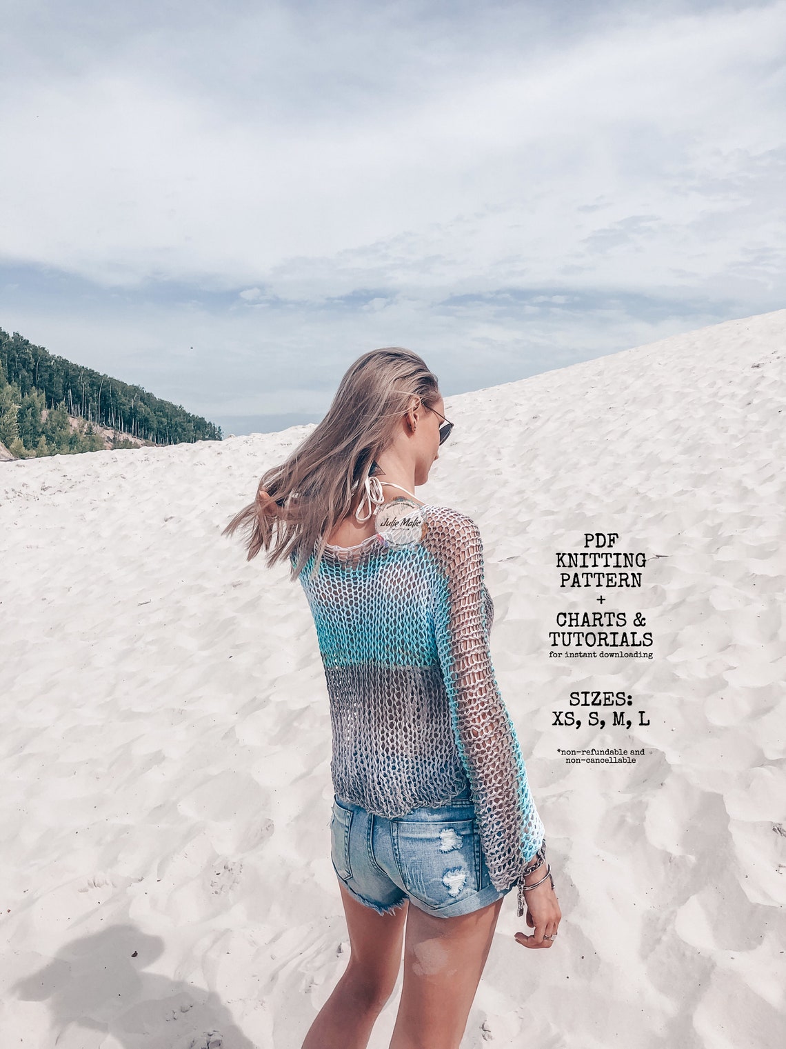 Sexy Sheer Longsleeve Top Knitting Pattern PDF Boho Mesh Crop - Etsy UK