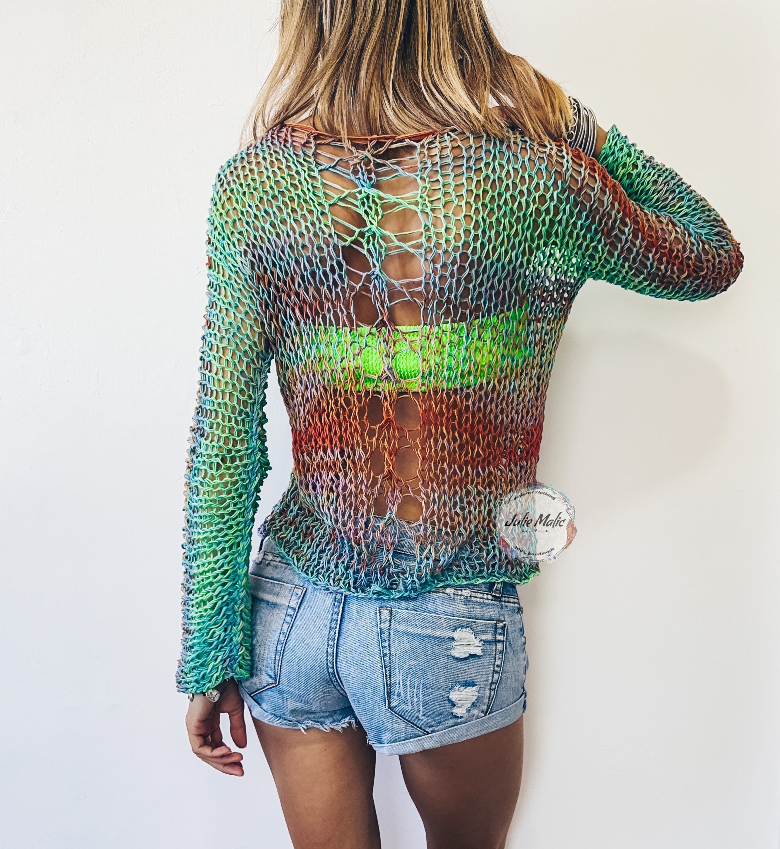 Womens Sexy Sheer Summer Sweater Mesh Hand Knitted Beach - Etsy