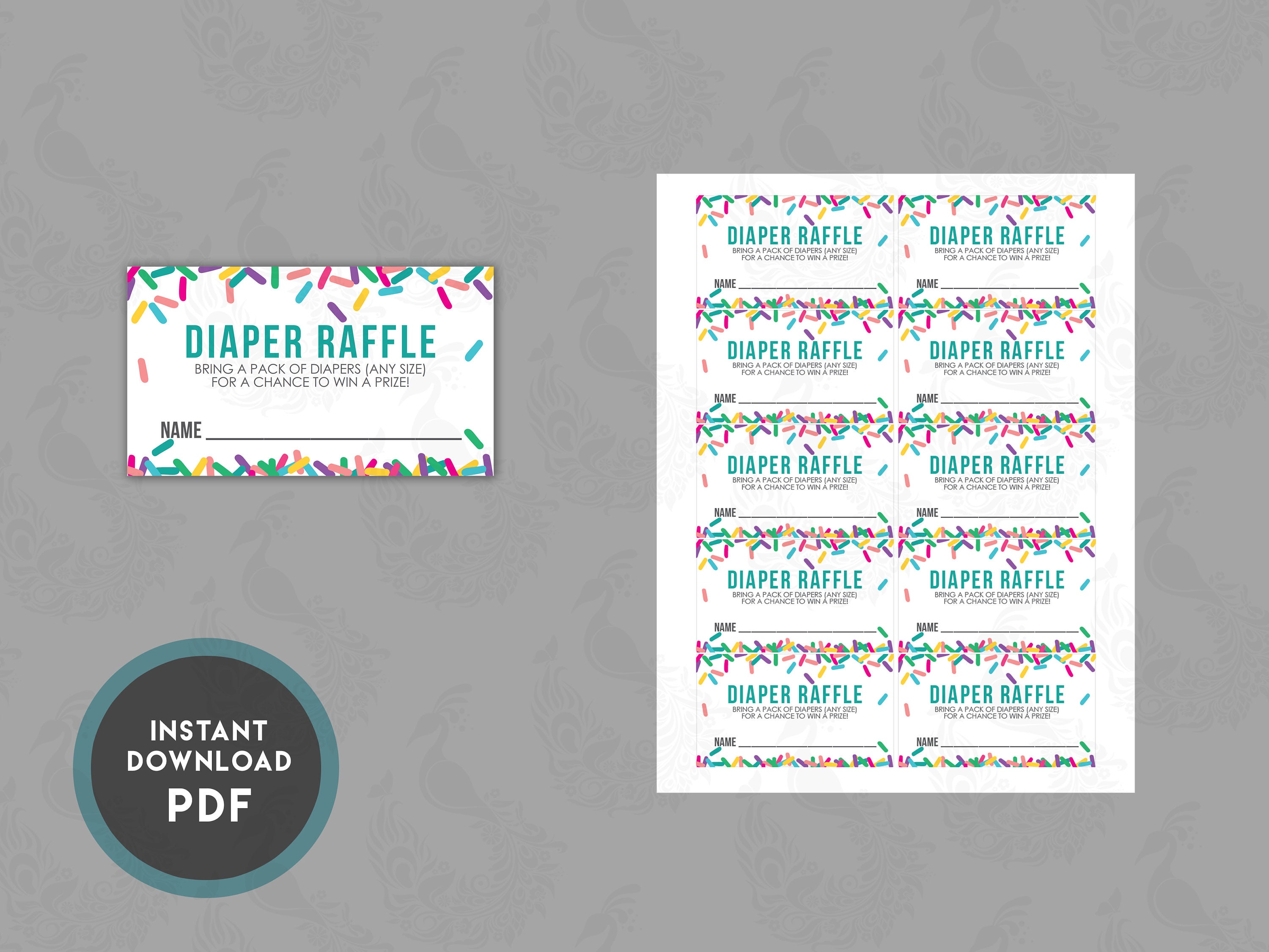 BABY SHOWER SPRINKLES Diaper Raffle Tickets & Sign | Printable - Etsy