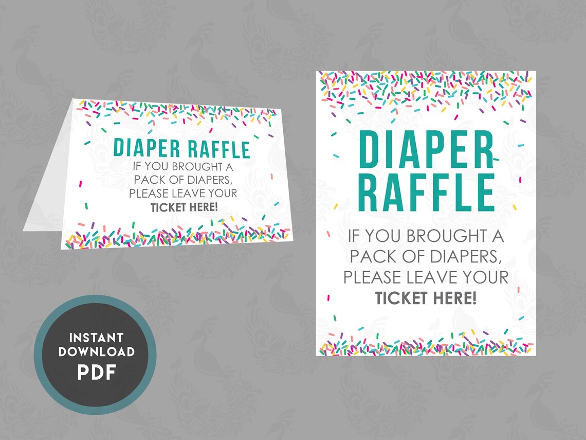 BABY SHOWER SPRINKLES Diaper Raffle Tickets & Sign Printable - Etsy
