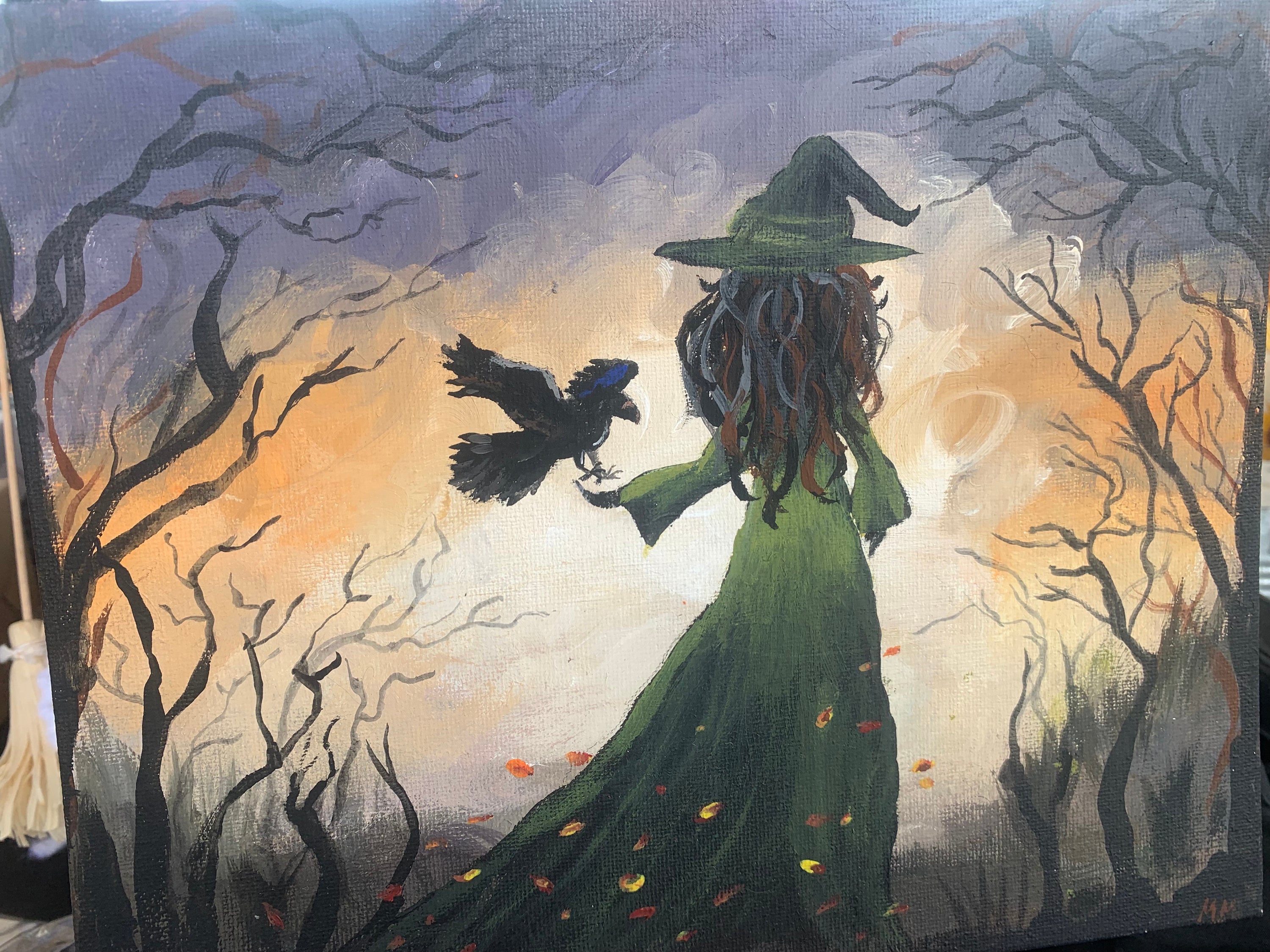 Halloween Witch Acrylic Painting - Etsy