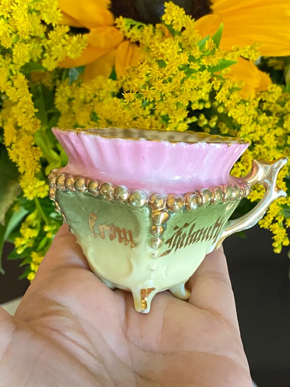 Antique Cup Vintage Porcelain Mini Tea Cup Gold Footed Teacup - Etsy